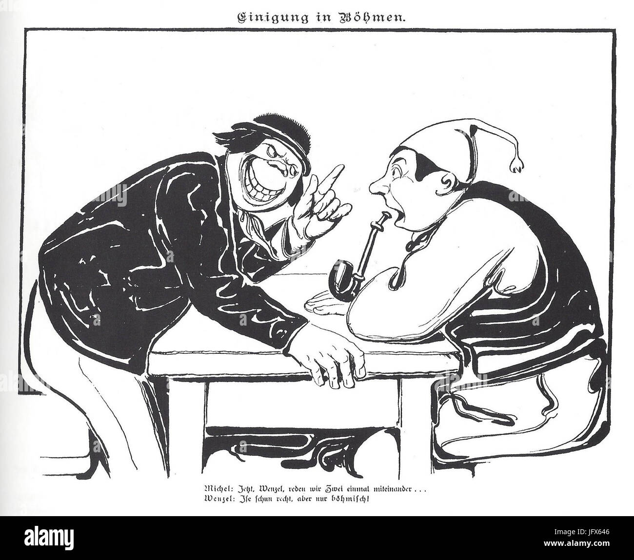 Böhmer Wenzel und Deutscher Michel (1900 Karikatura Stock Photo - Alamy