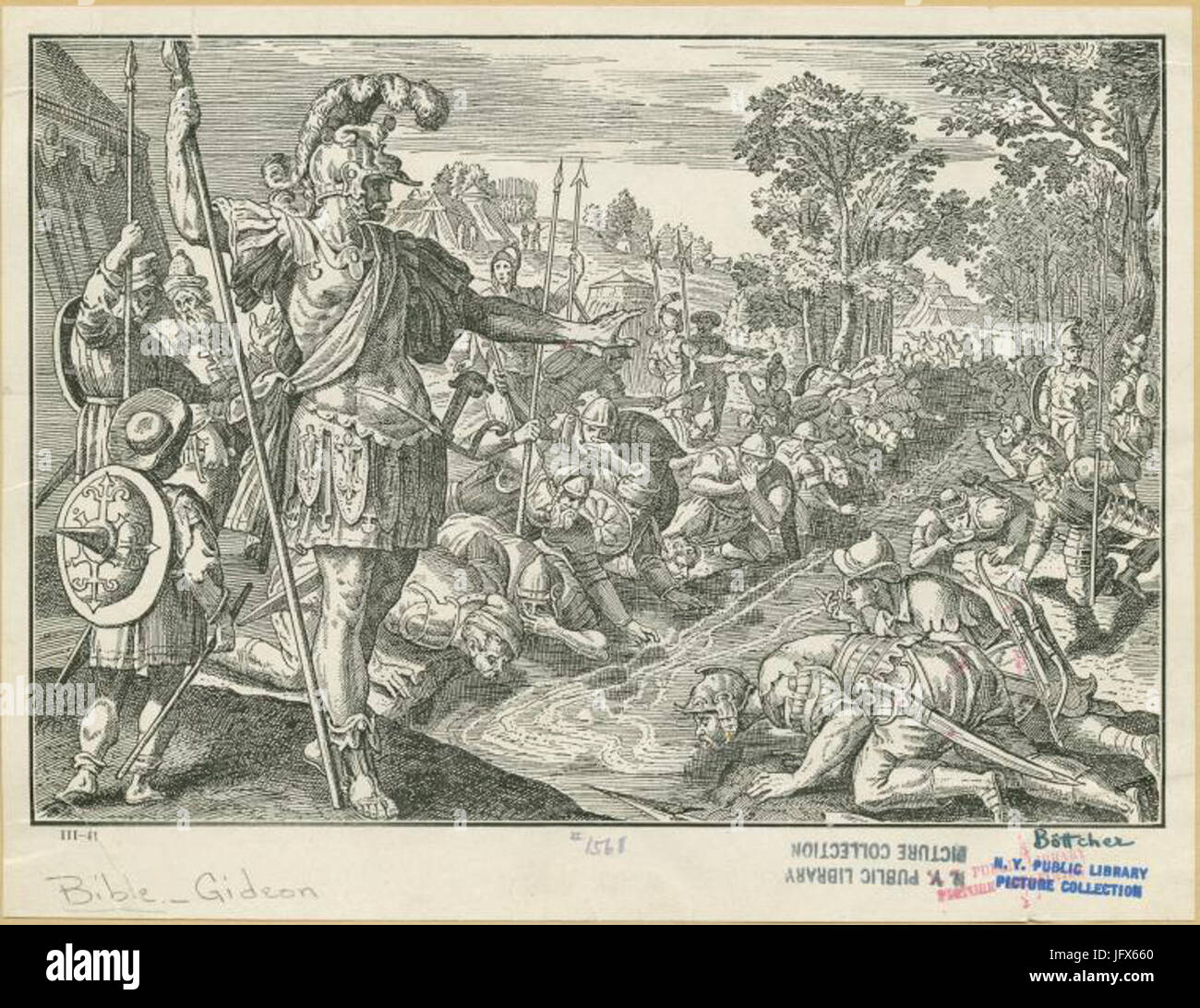 Böttcher Christian Eduard - Gideon selects his army of 300 by observing ...