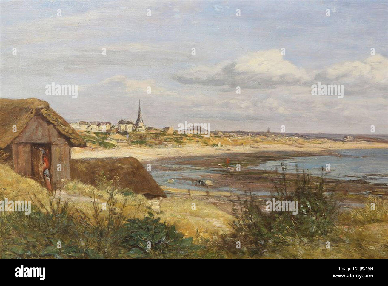 'Beach Scene' by Eugéne Louis Boudin, c 1860 Stock Photo - Alamy