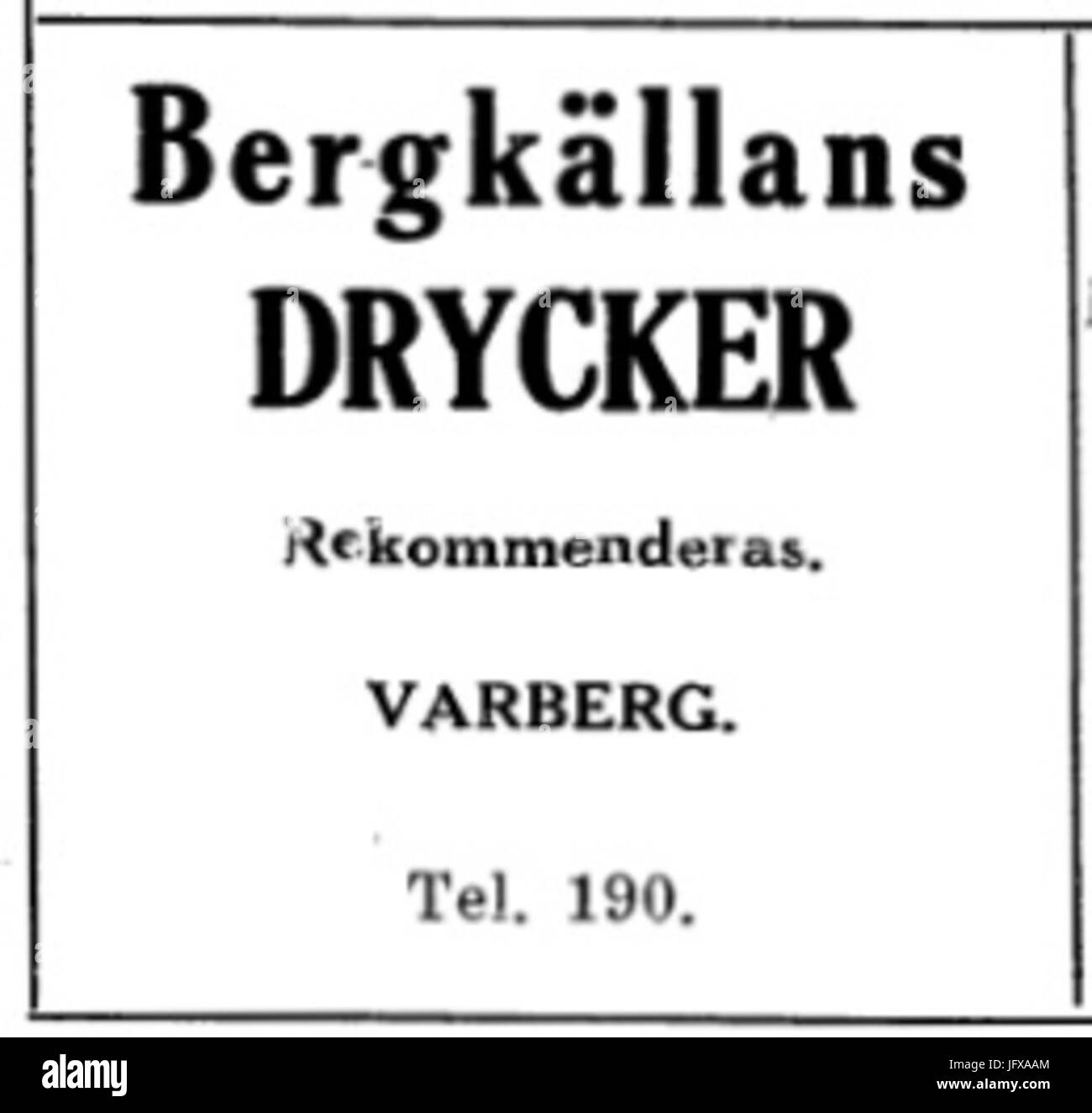 Bergkällans drycker annons 19 Stock Photo - Alamy