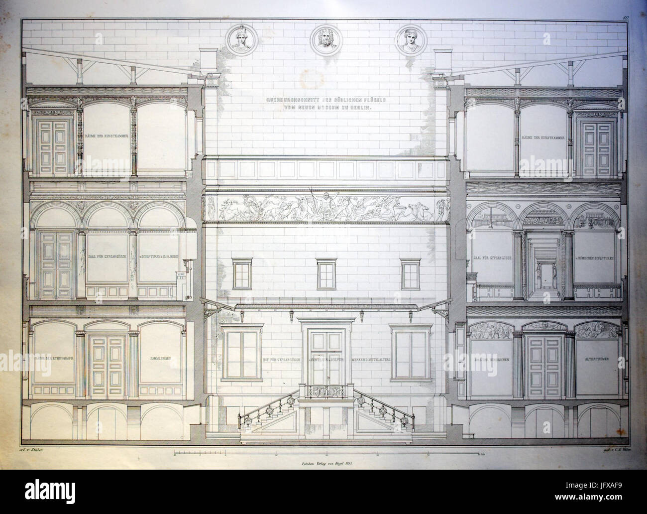 A diagram or layout plan of the Neues Museum in Berlin, showing ...