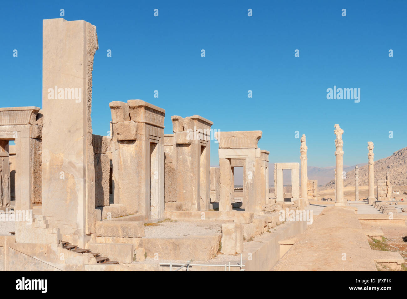 Persepolis - palace of Darius I and Apadana palace on background.The ...