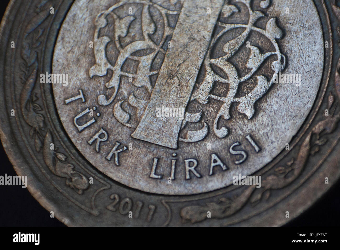 Turkish One (1) Lira Coin Macro Stock Photo - Alamy