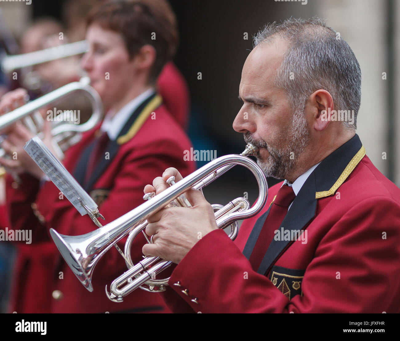 An unidentified member of Penrith Town Band takes part in the annual ...