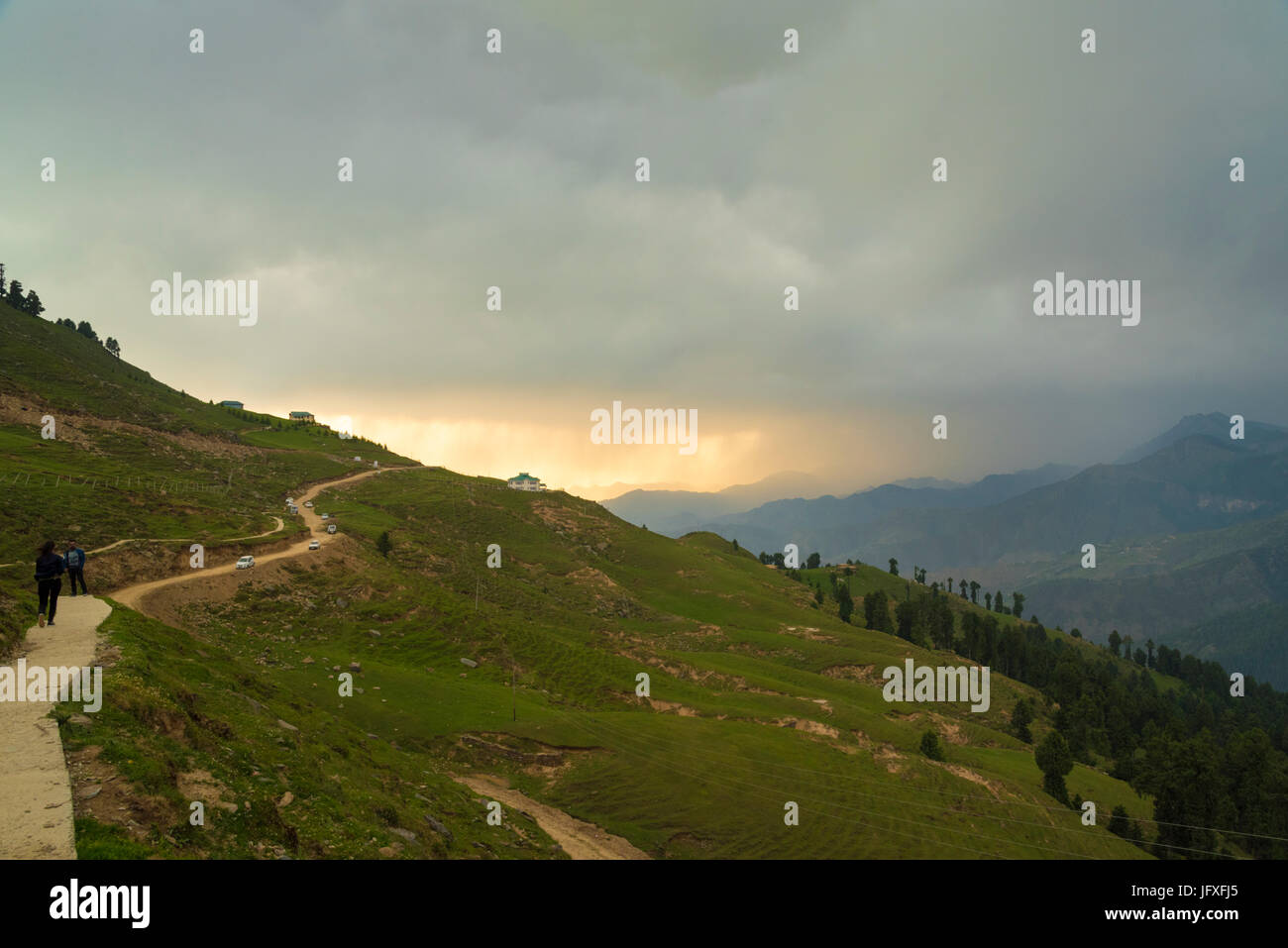 Ancient Prashar Lake Temple view with Prashar Holy water Pond and Green ...