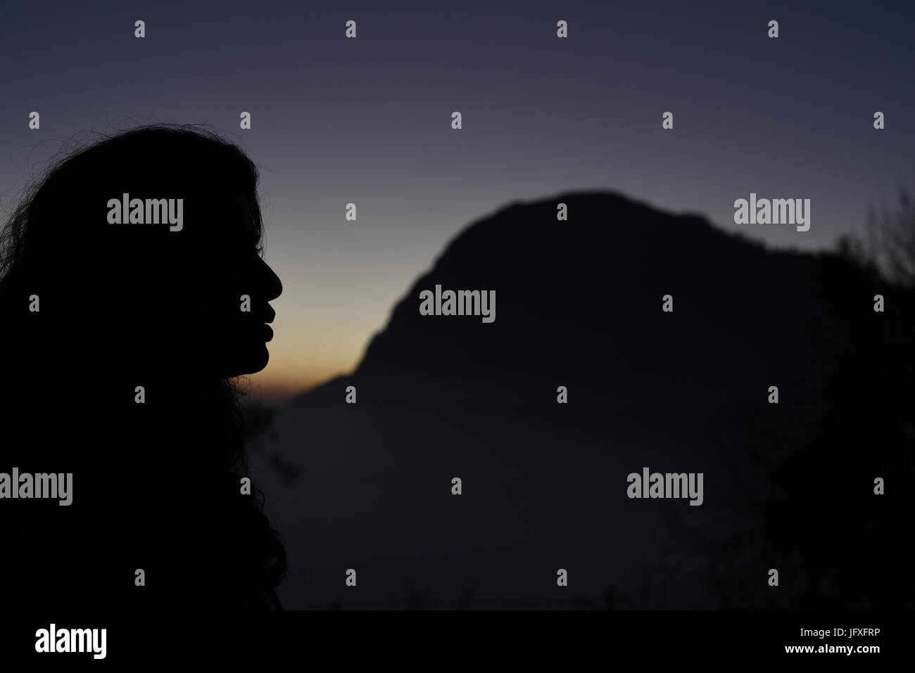 Scenic beautiful sunset view from highest point mountain with orange ...