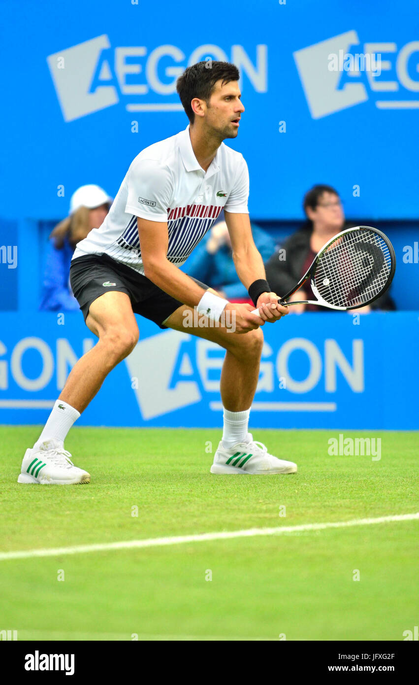 Novak Djokovic (Serbia) playing his first match on centre court at ...