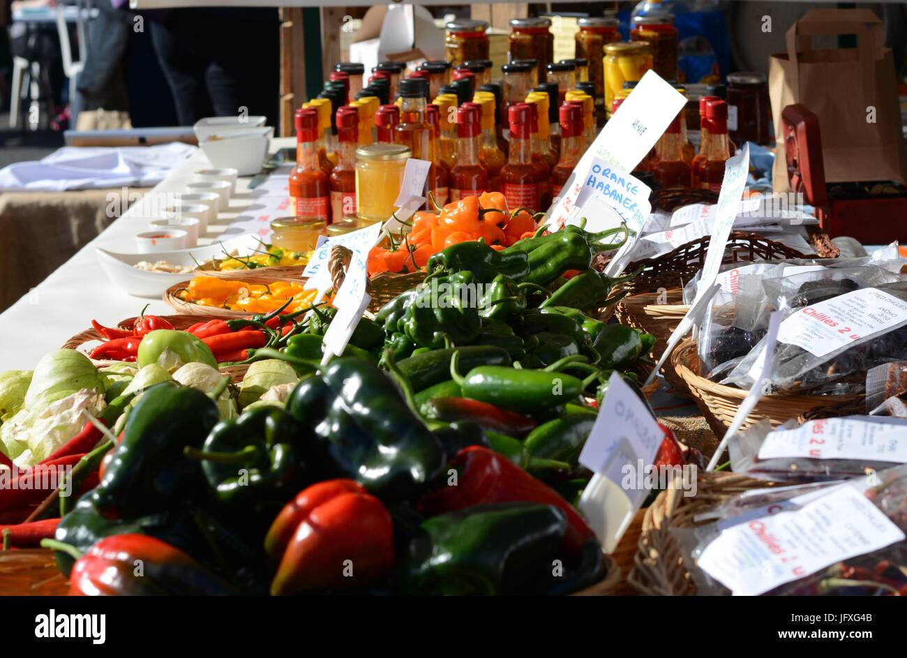 A chilli stall at Banbury Food Fair 2016 Stock Photo - Alamy