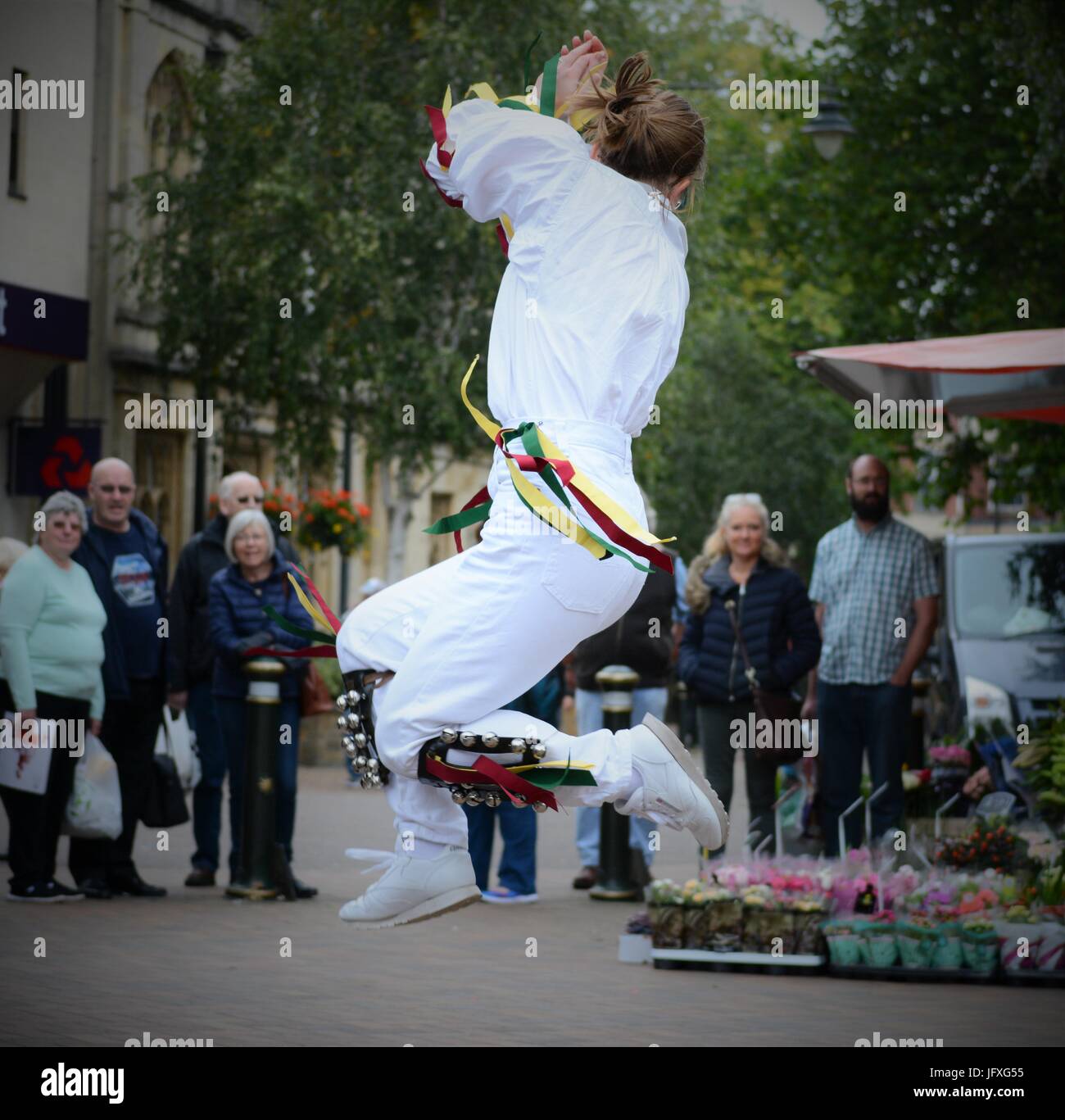 Morris Dancer performs in the town centre during the Banbury Hobby ...
