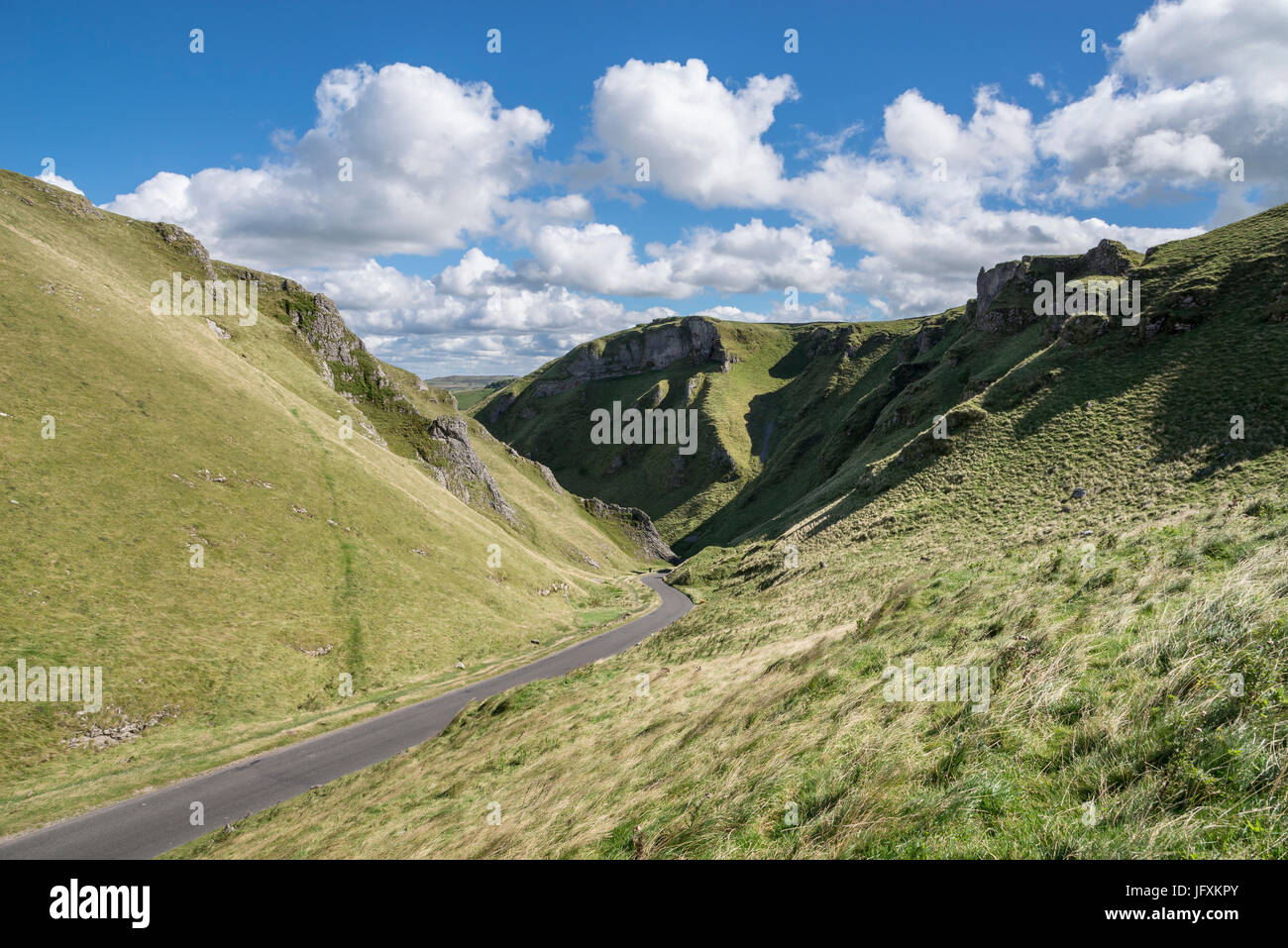 Winnats Pass, an area of dramatic limestone sceenry at Castleton in the ...