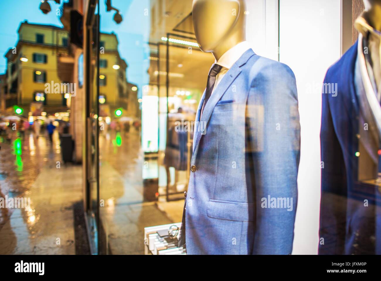Elegant and Expensive Suits Shopping Concept Photo. Glassy Store Front ...