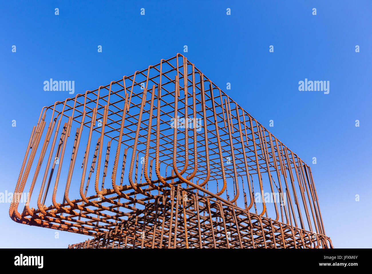 Construction steel frame reinforcement rods bent to design for concrete ...