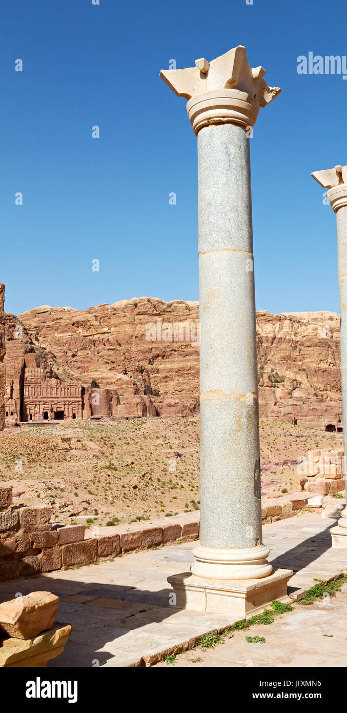 in petra jordan the view of the monuments from the ruins of the antique ...