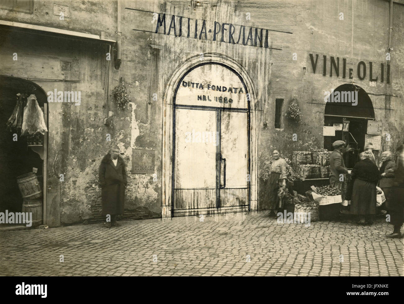 Small shops in old Rome, Italy 1930s Stock Photo - Alamy