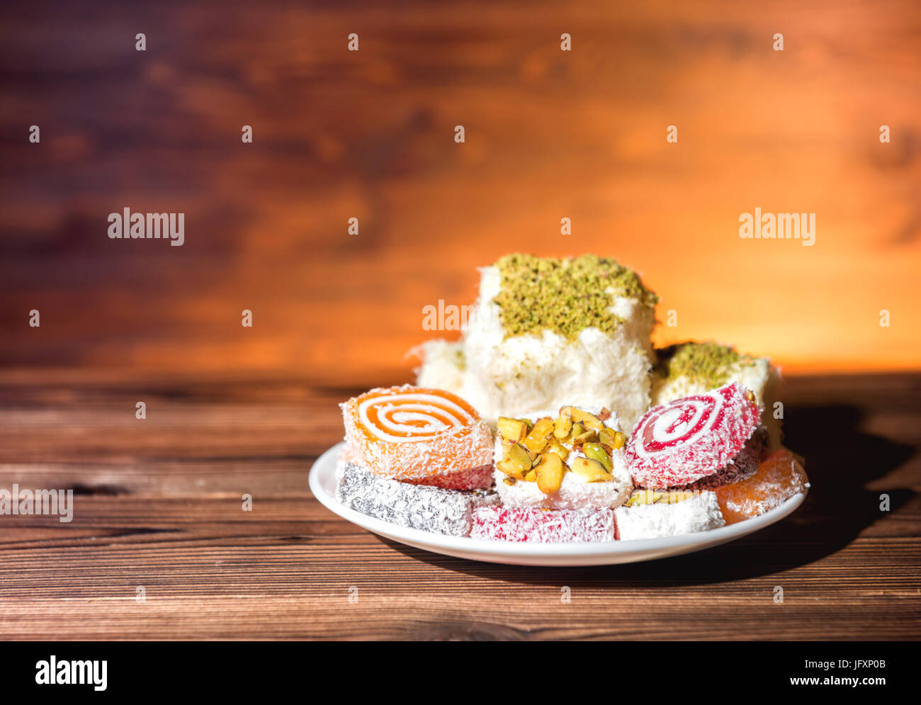 setting with east sweet candy, close up Stock Photo - Alamy