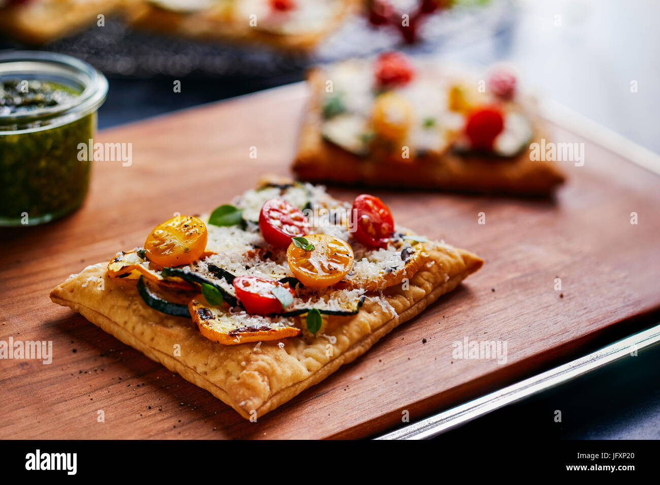 Square rectangle pizza cheese basil hi-res stock photography and images ...