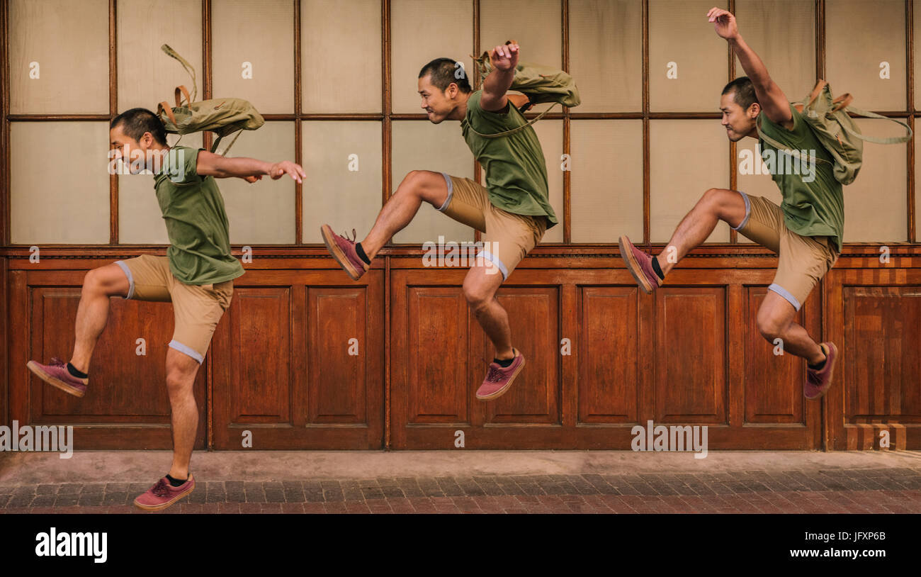 Image of a young man jumping with multiple exposure Stock Photo - Alamy