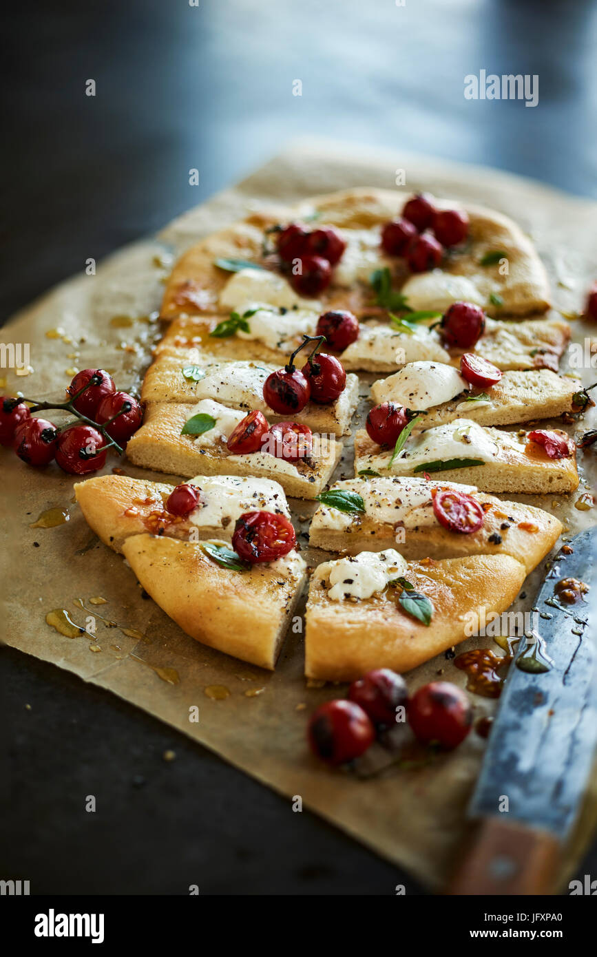 homemade pizza with cherry tomatoes Stock Photo - Alamy