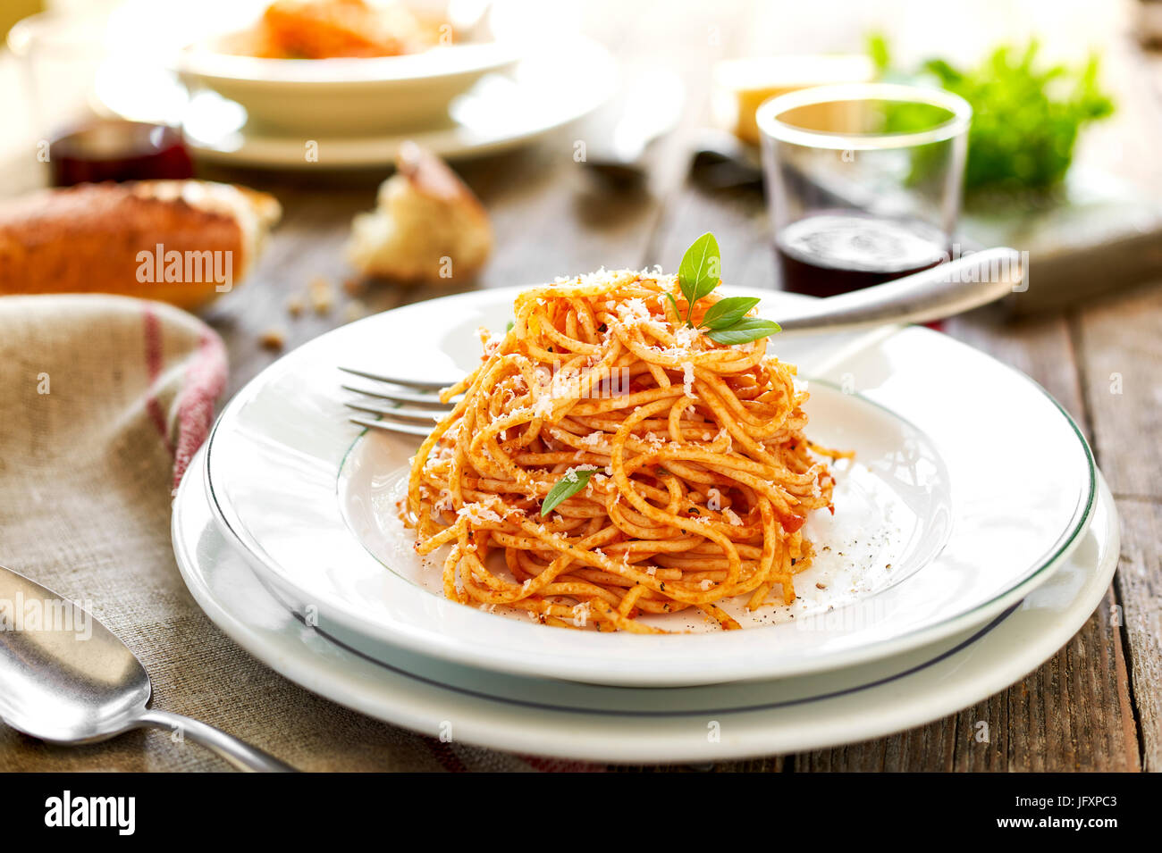 spaghetti with red sause Stock Photo - Alamy