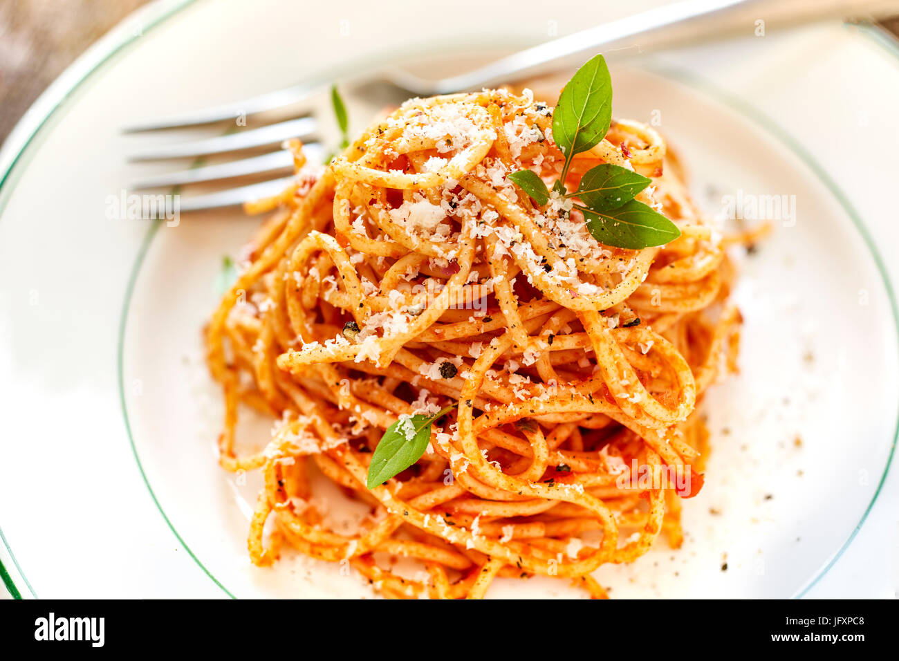 spaghetti with red sause Stock Photo - Alamy