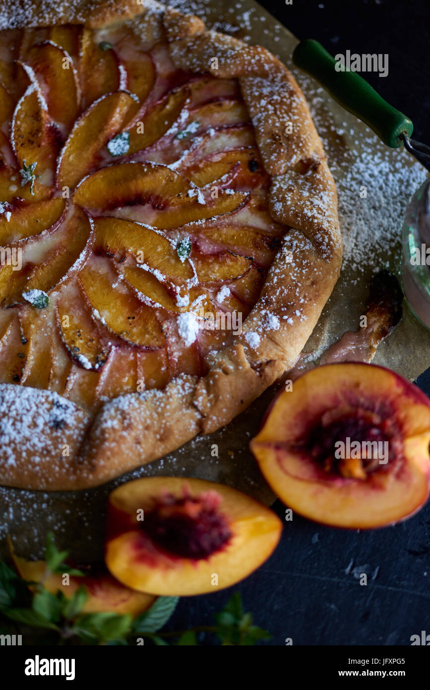 rustic peach pie Stock Photo - Alamy