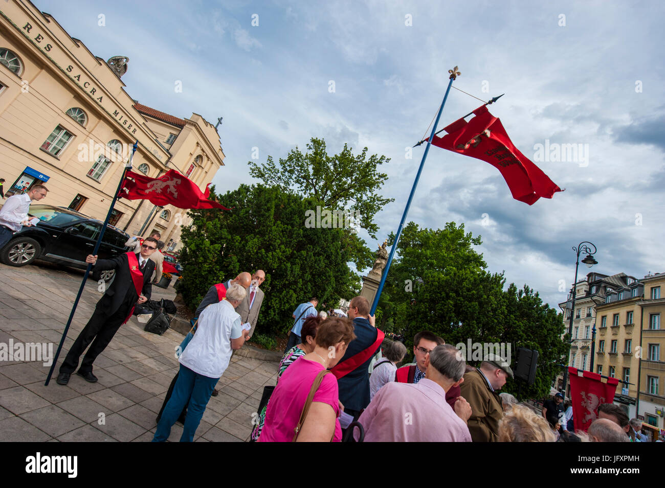 A public prayer in the old part of Warsaw, Poland Stock Photo - Alamy