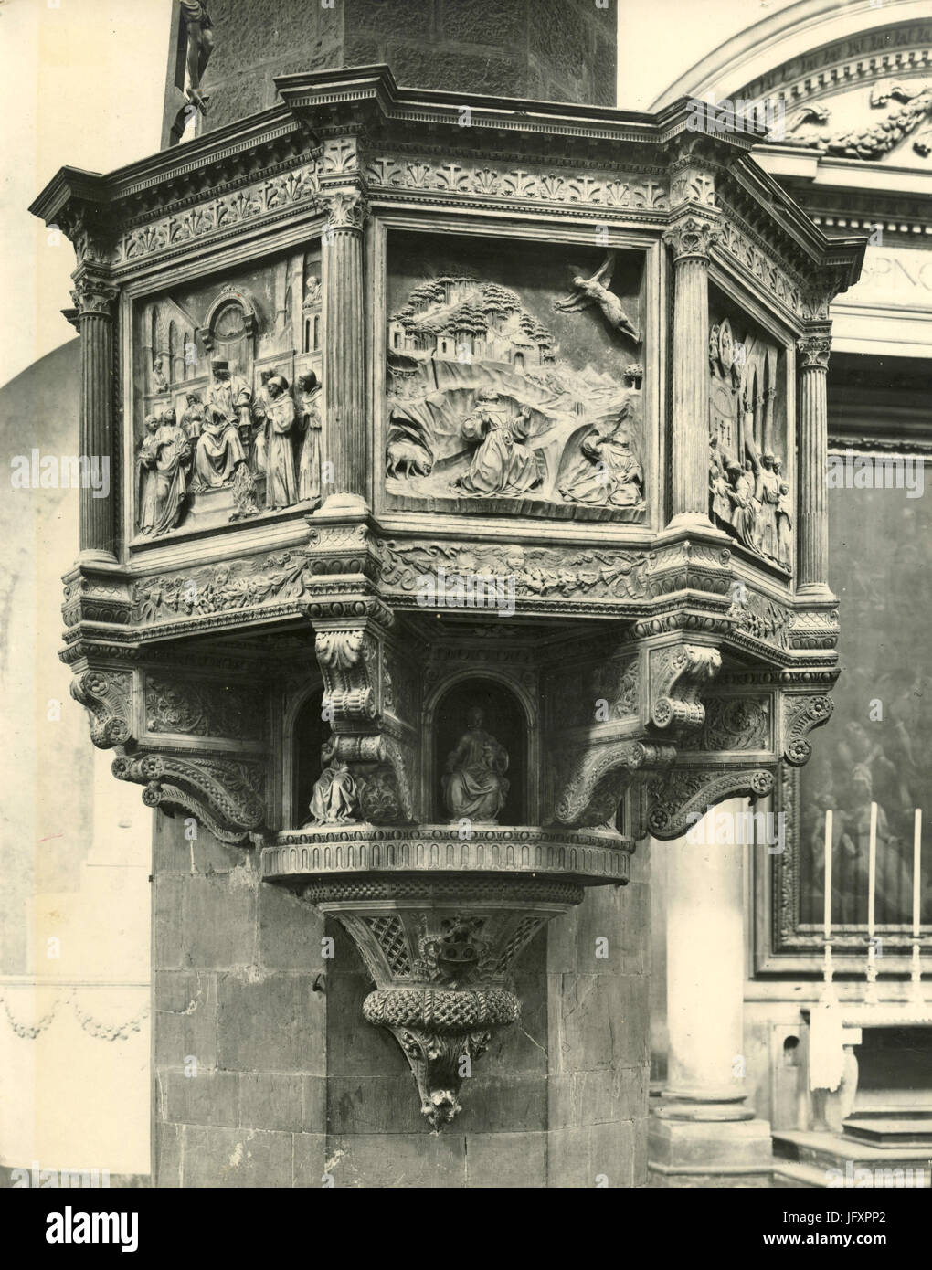Pulpit of S. Croce church, Florence, Italy Stock Photo - Alamy