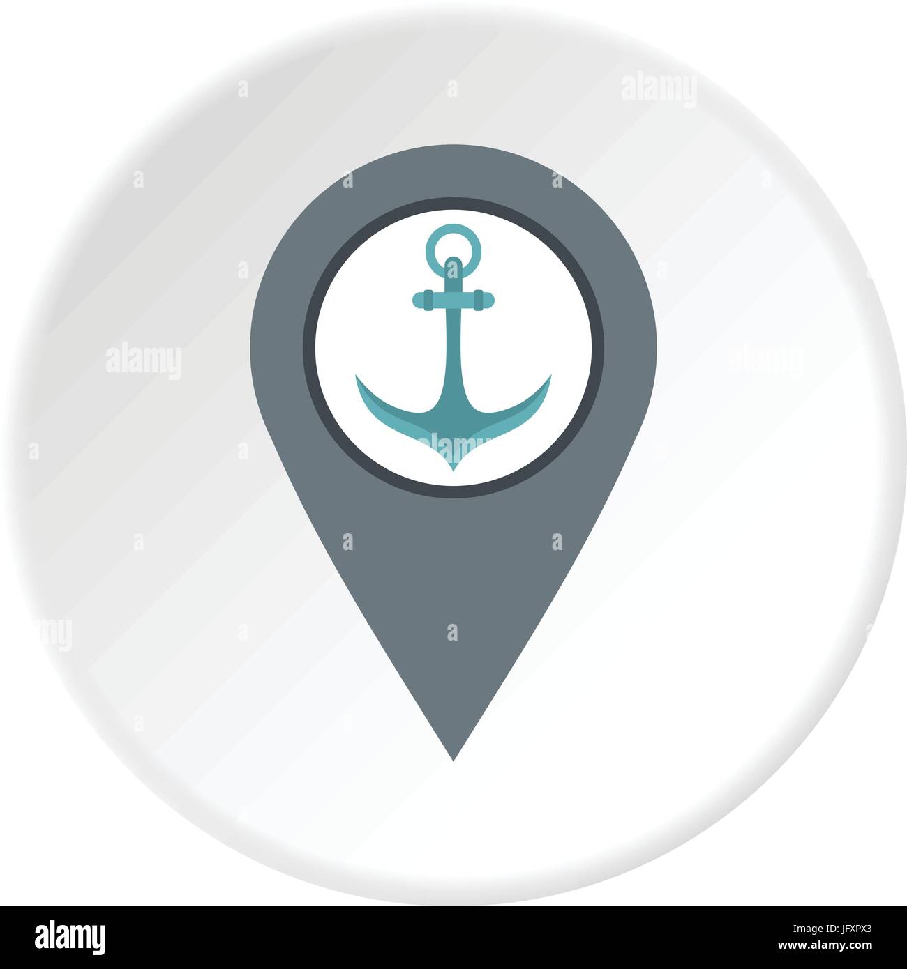 Gray map pointer with anchor symbol icon circle Stock Vector Image ...
