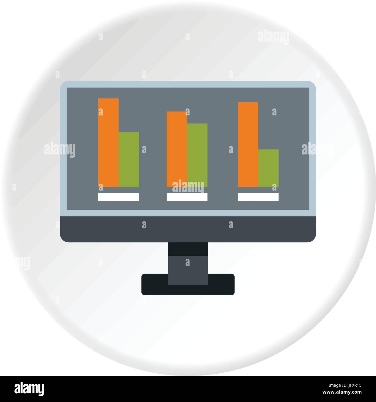 Bar graph on the screen of computer icon circle Stock Vector Image ...
