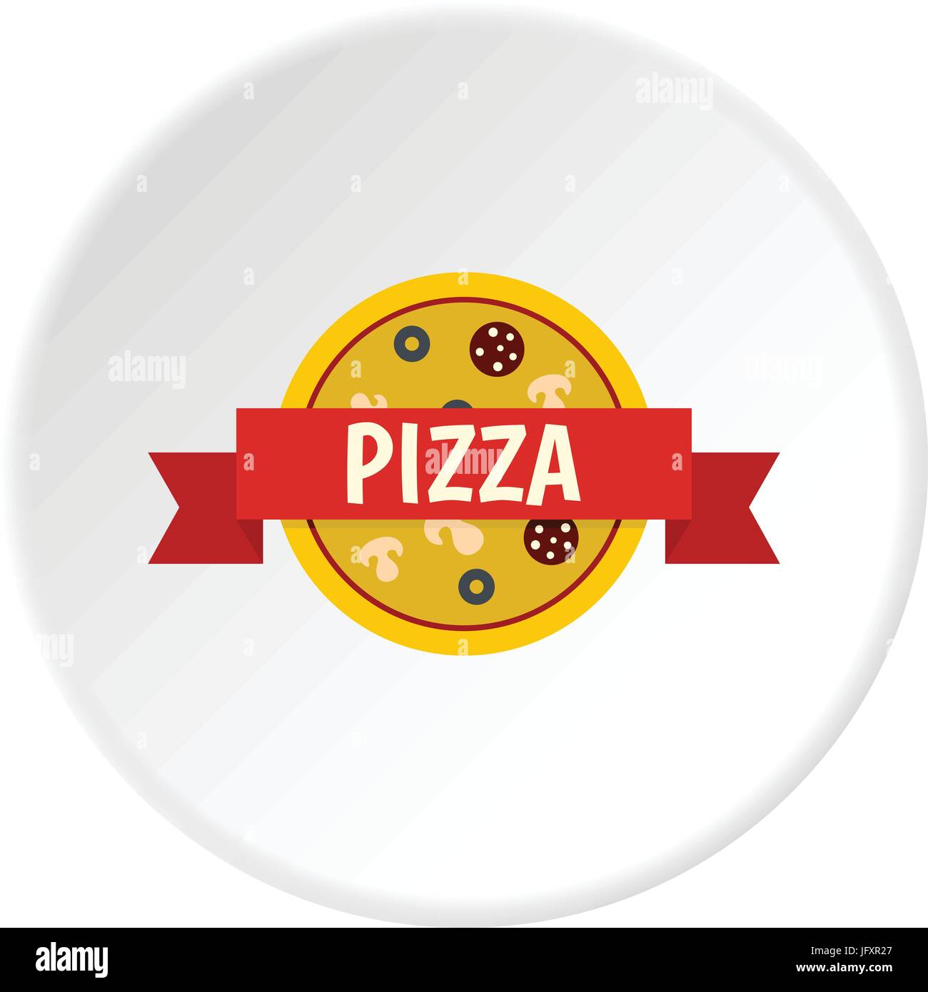 Pizza badge with red ribbon icon circle Stock Vector Image & Art - Alamy