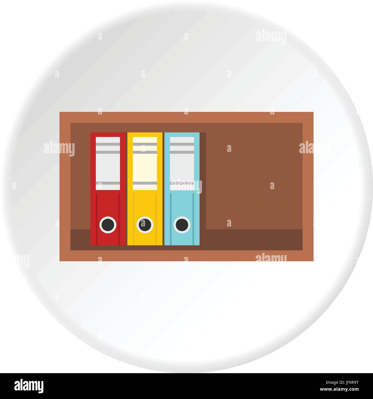 Colorful office folders on wooden shelf icon Stock Vector Image & Art ...