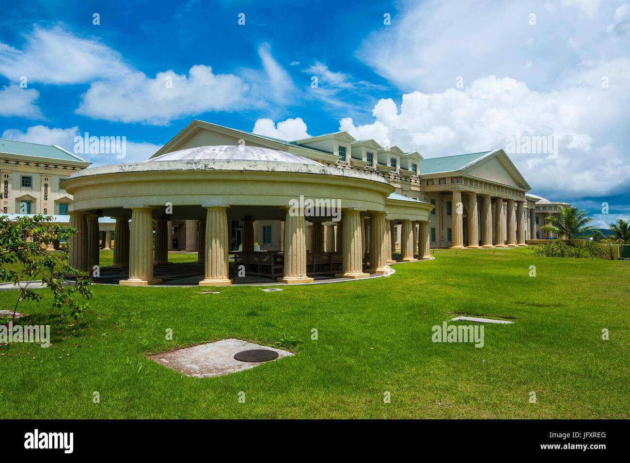 Parliament building of Palau on the Island of Babeldoab, Palau, Central ...