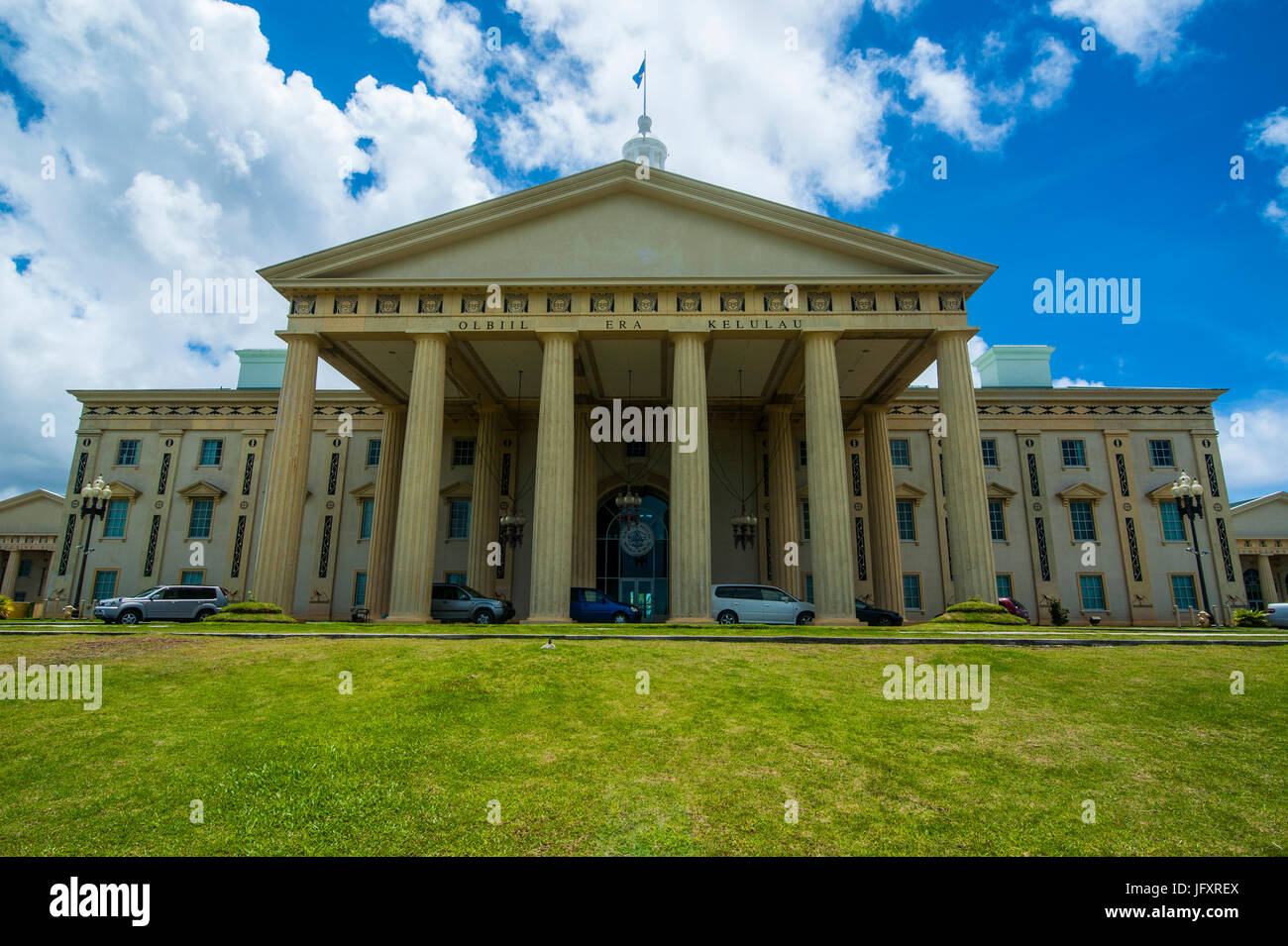 Parliament building of Palau on the Island of Babeldoab, Palau, Central ...