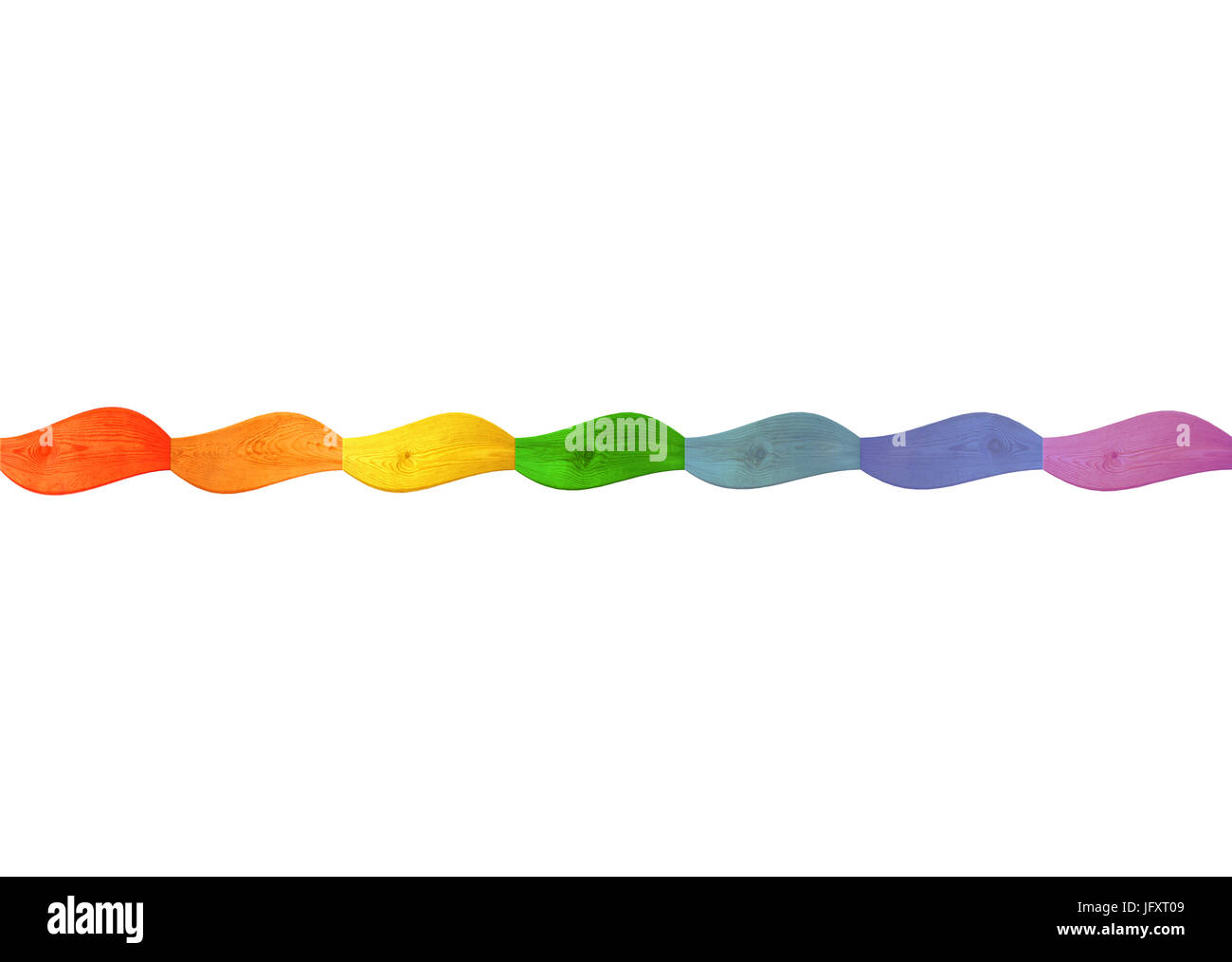 wavy wooden isolated multicolored ribbon in colors of rainbow on the ...