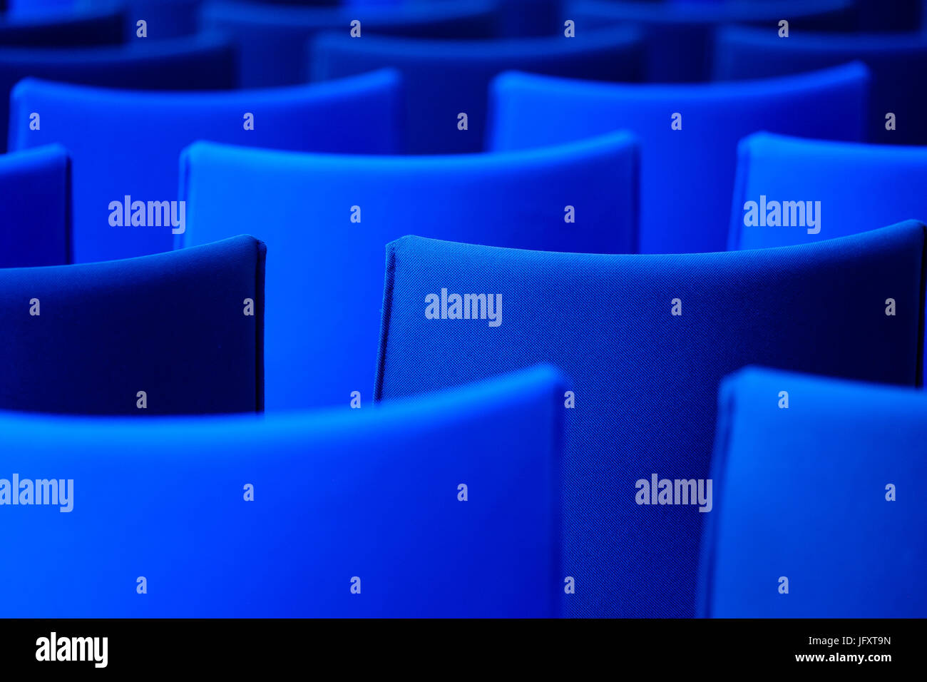 Blue chairs in the conference hall Stock Photo - Alamy
