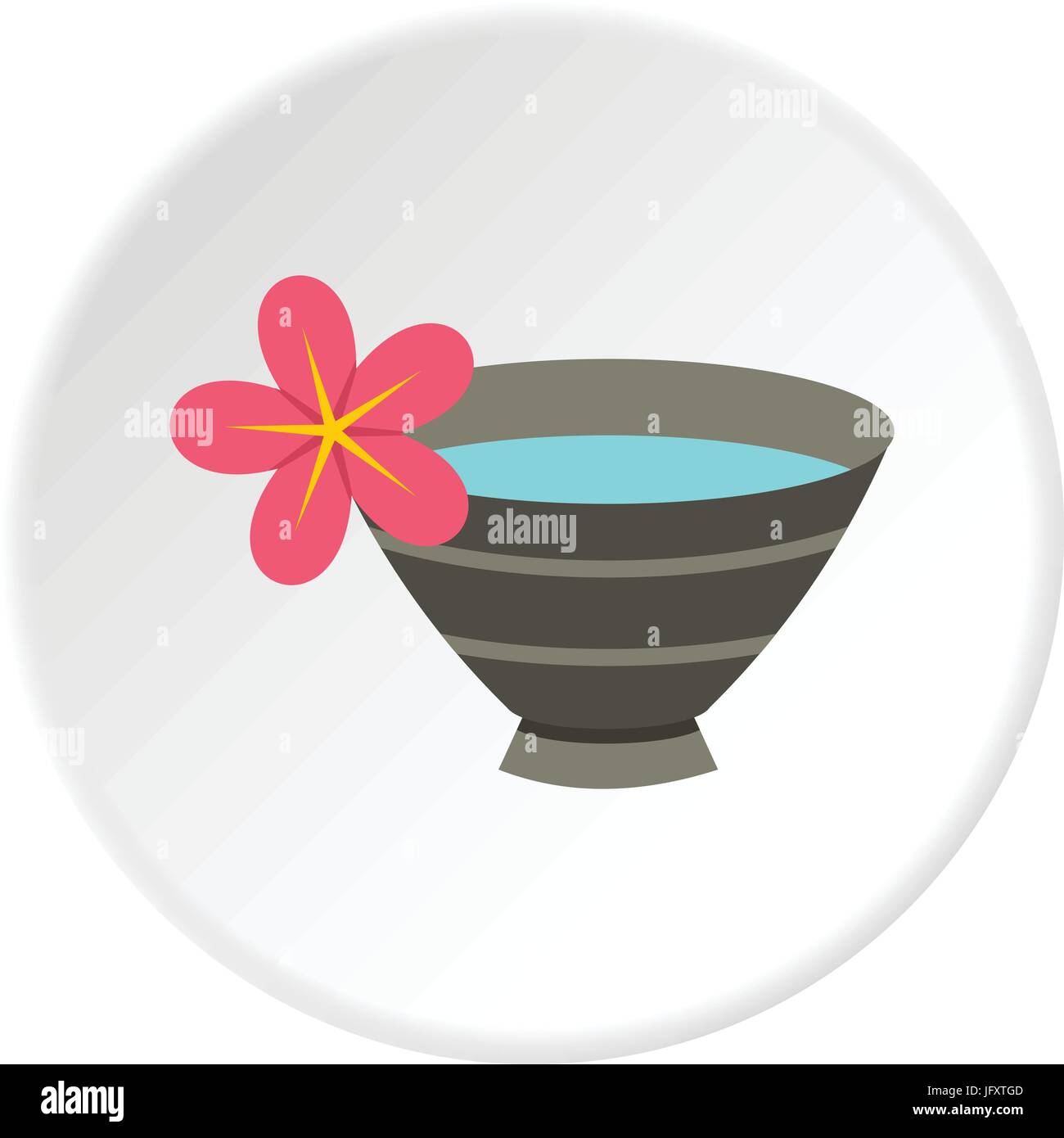 Bowl with water for spa icon in flat circle isolated vector ...