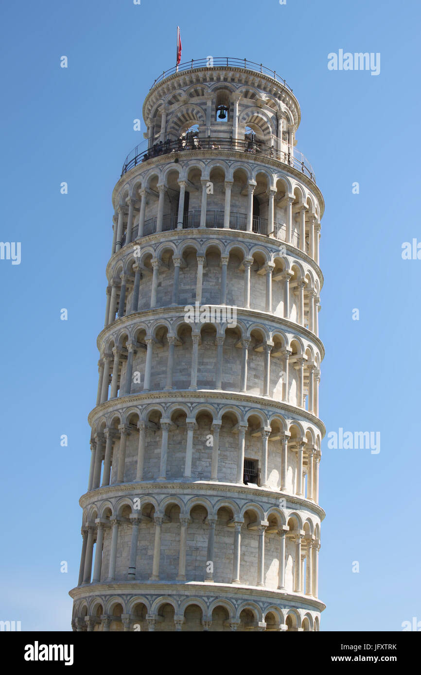 Top part of Leaning tower of Pisa most famous tower in the world Stock ...