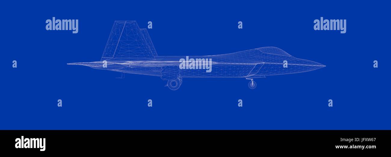 3d rendering of a fight jet on a blue background blueprint Stock Photo ...