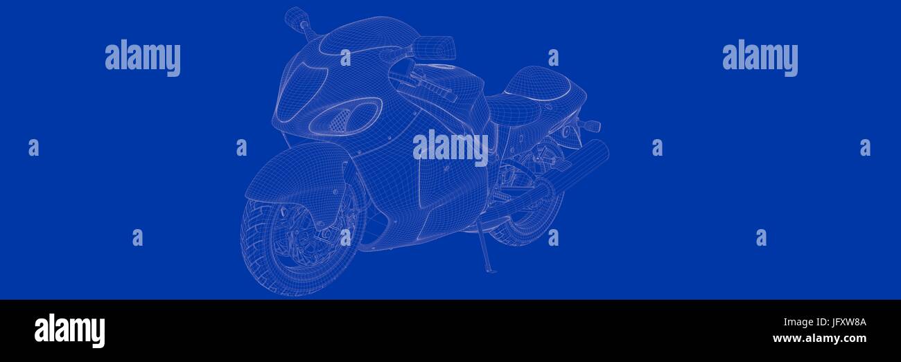 3d rendering of a motor on a blue background blueprint Stock Photo - Alamy