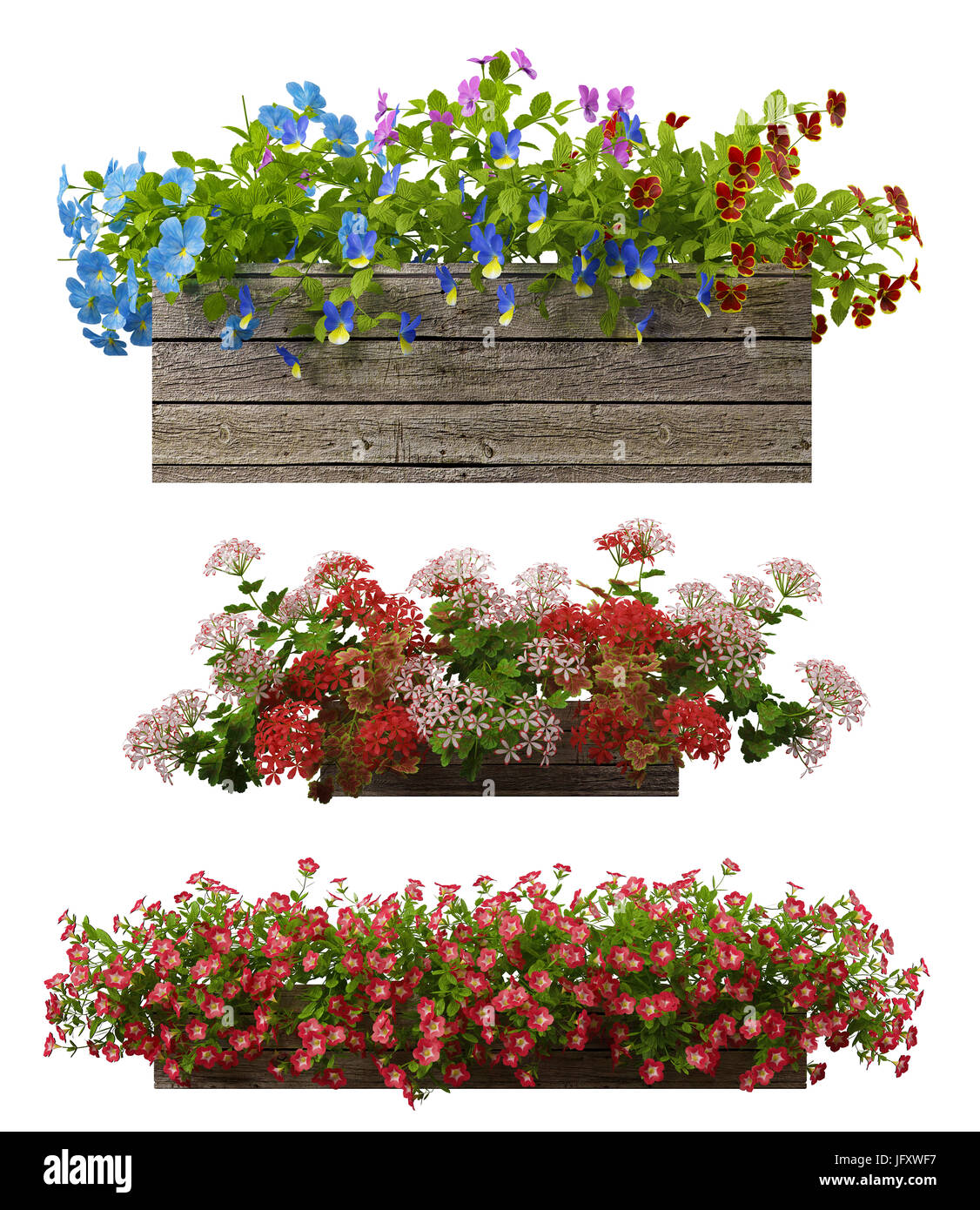 3d rendering of a realistic flower pot collection isolated on white ...