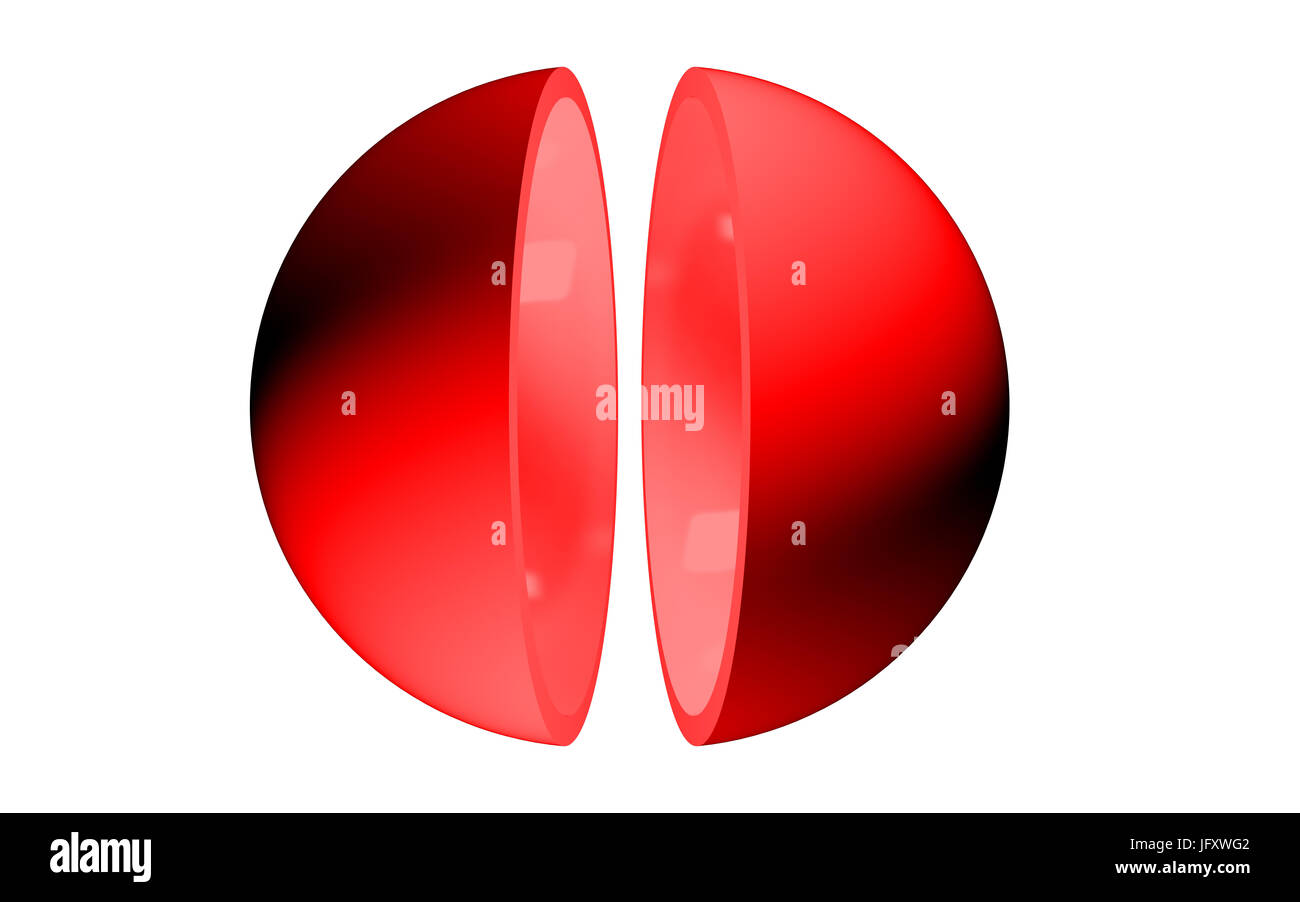 3d rendering of a hemisphere cut inside a studio on white Stock Photo ...
