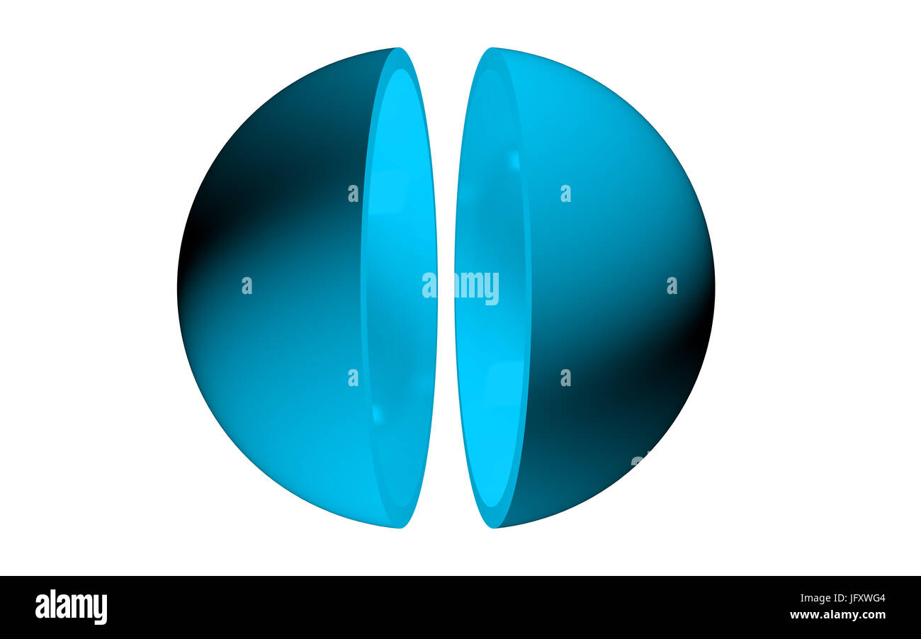3d rendering of a hemisphere cut inside a studio on white Stock Photo ...