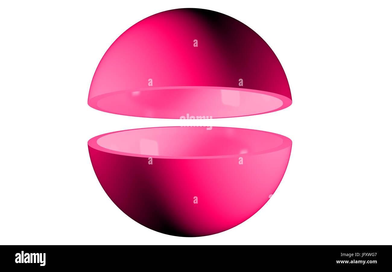 3d rendering of a hemisphere cut inside a studio on white Stock Photo ...