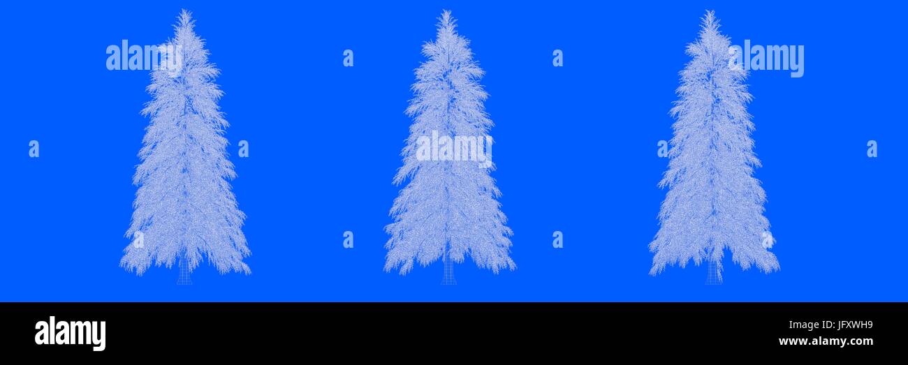 3d rendering of three trees as lines on a blue background Stock Photo ...