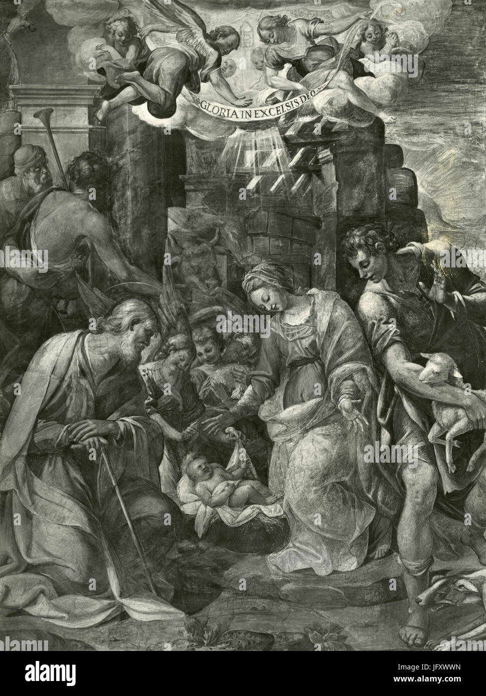 The Crib, painting by Padre Pozzi, Rome, Italy Stock Photo - Alamy