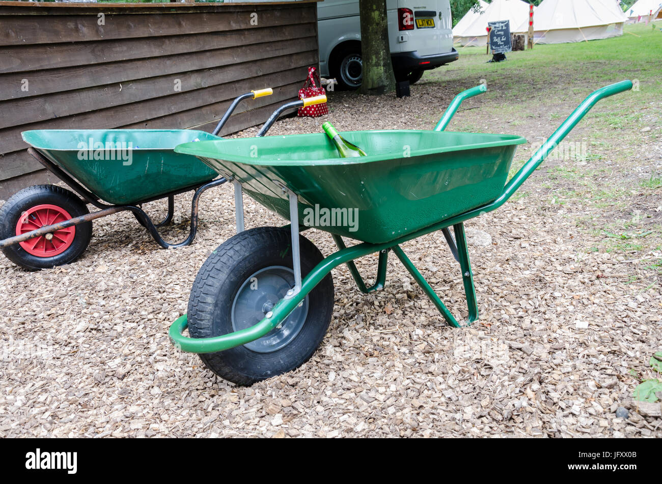 A couple of wheelbarrows which are actually full of beer and wine Stock ...
