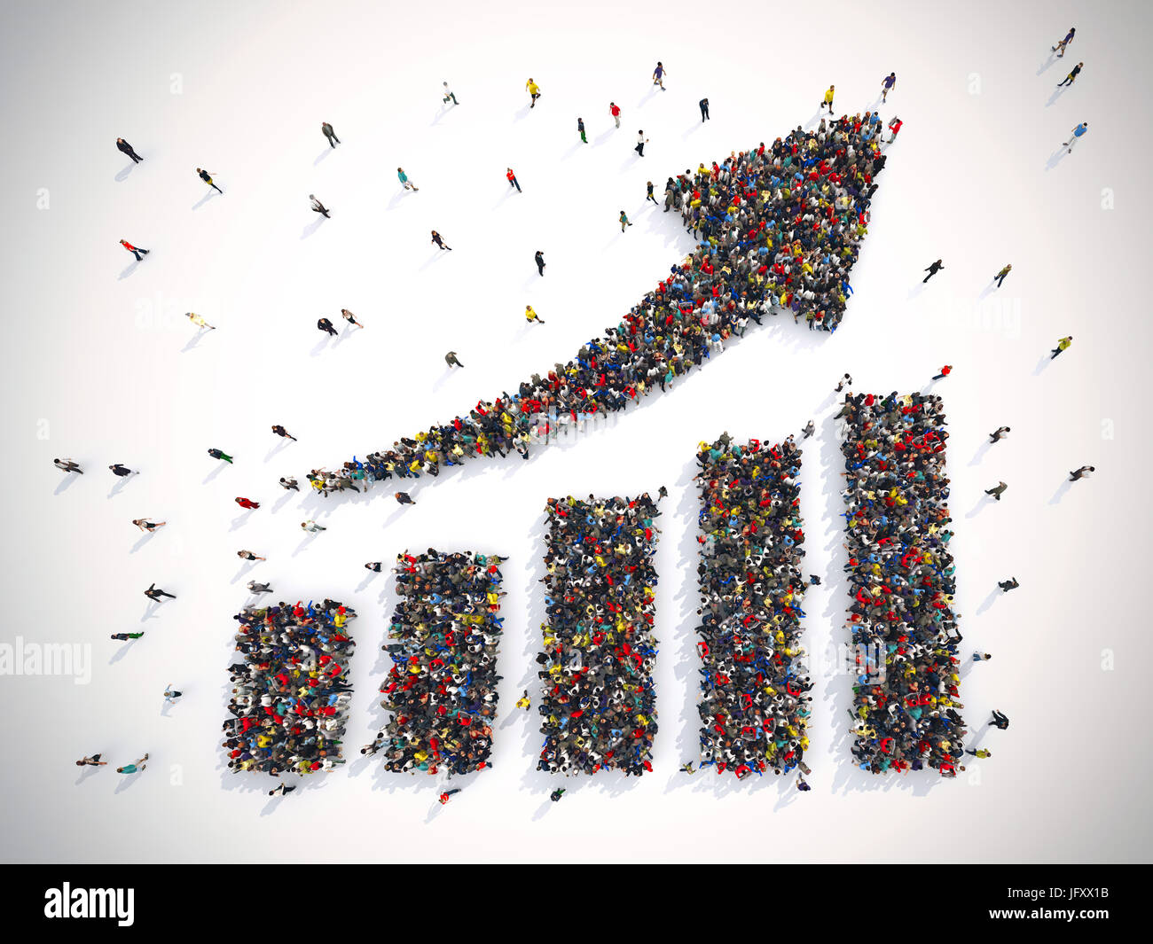 Arrow stats people. 3D Rendering Stock Photo - Alamy