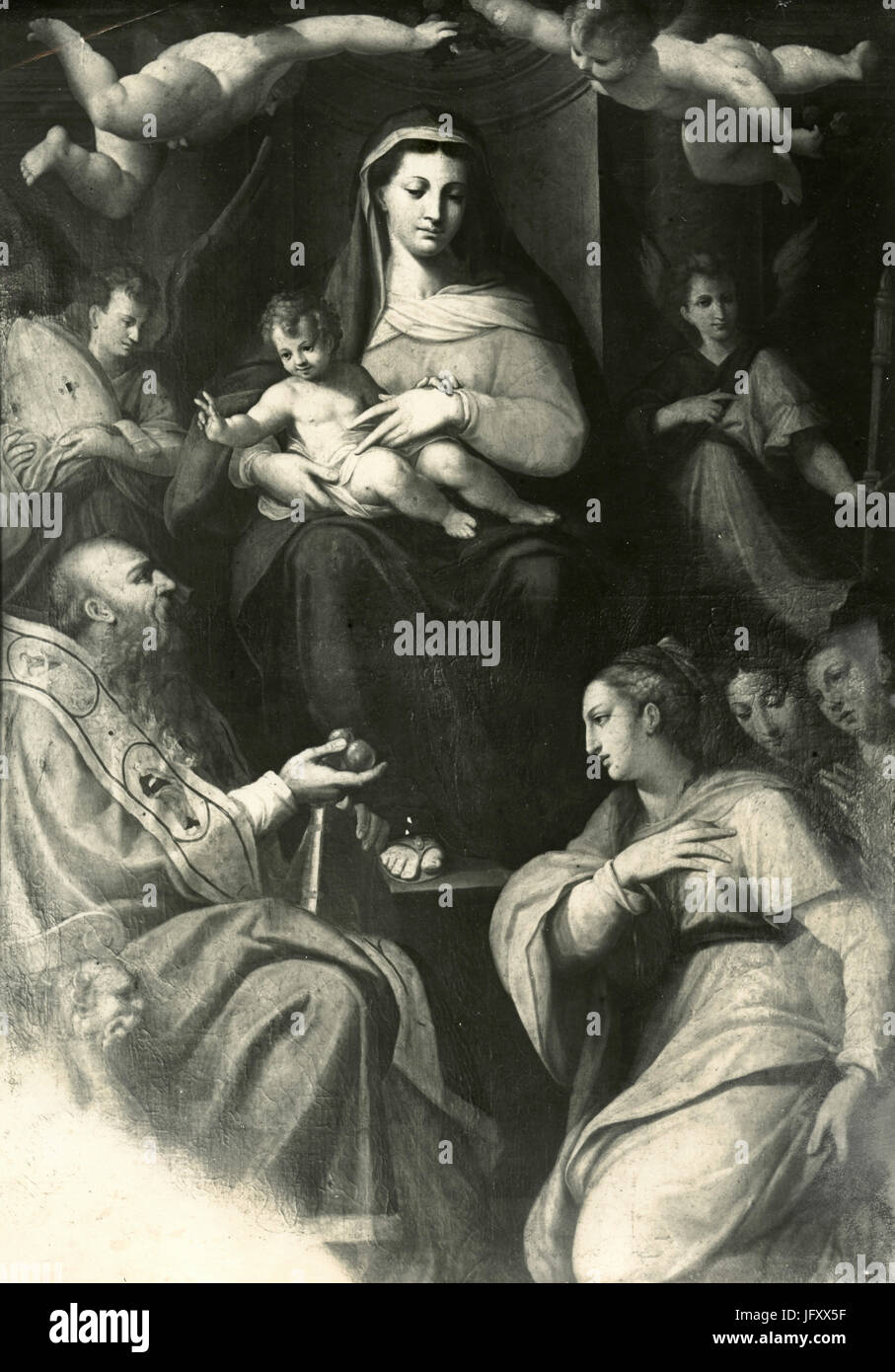 Enthroned Virgin with child and Saints, painting by Procaccini, Bologna ...