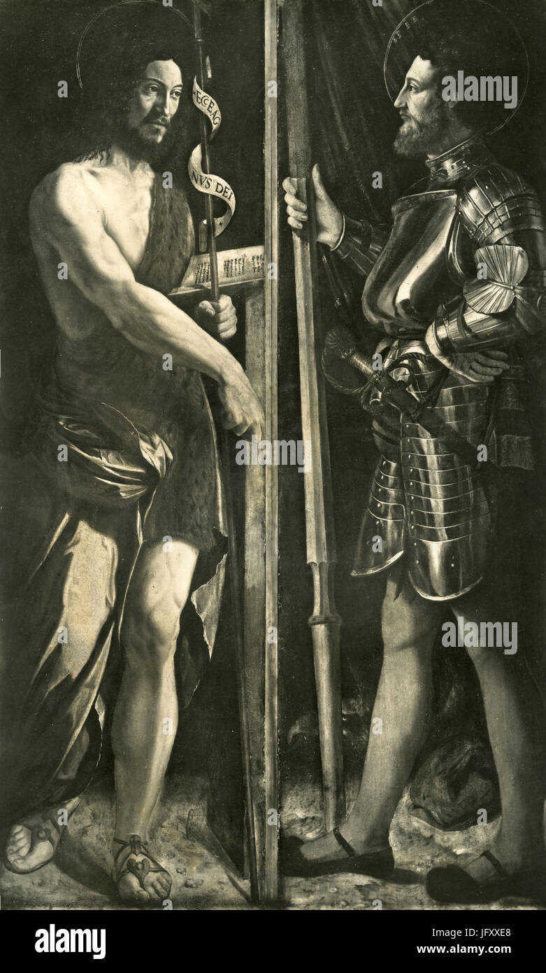 Saints John the Baptist and George, painting by Dosso Dossi, Brera ...