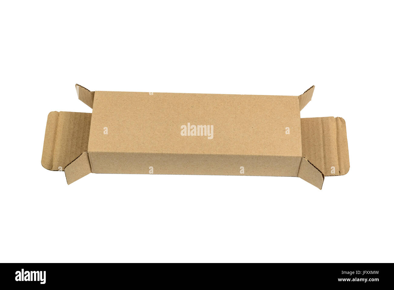 Long rectangle opened brown cardboard box packaging blank template in ...